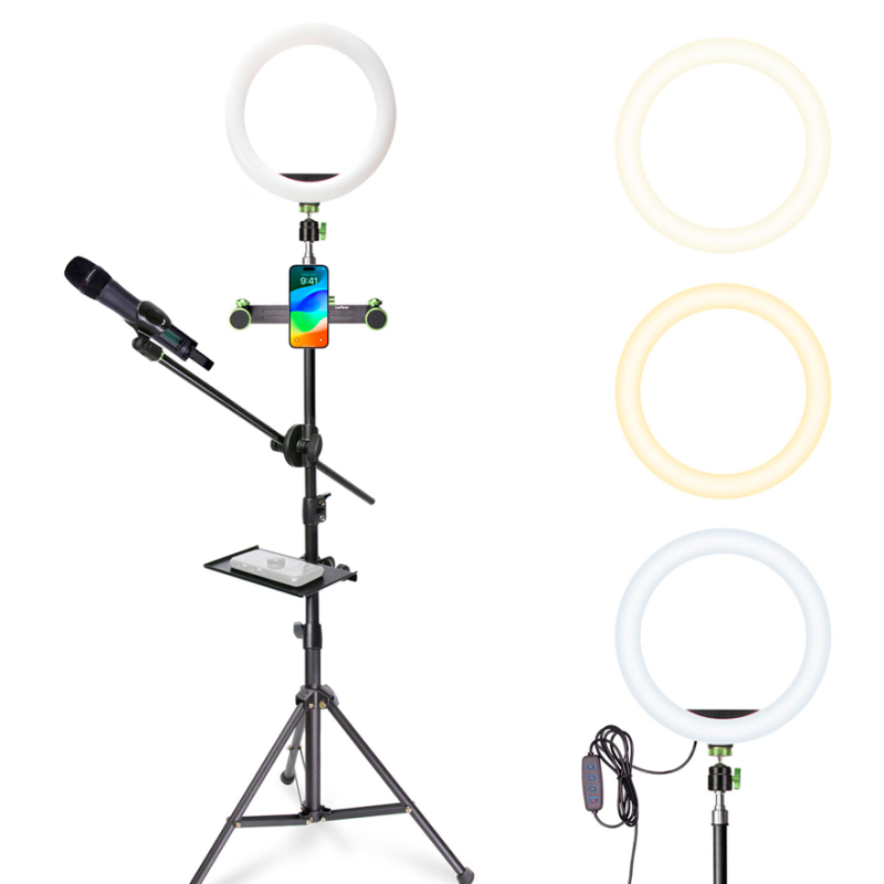 Ring Light Bi-Color 10" + tripod + mic. holder + magnetic holder ...